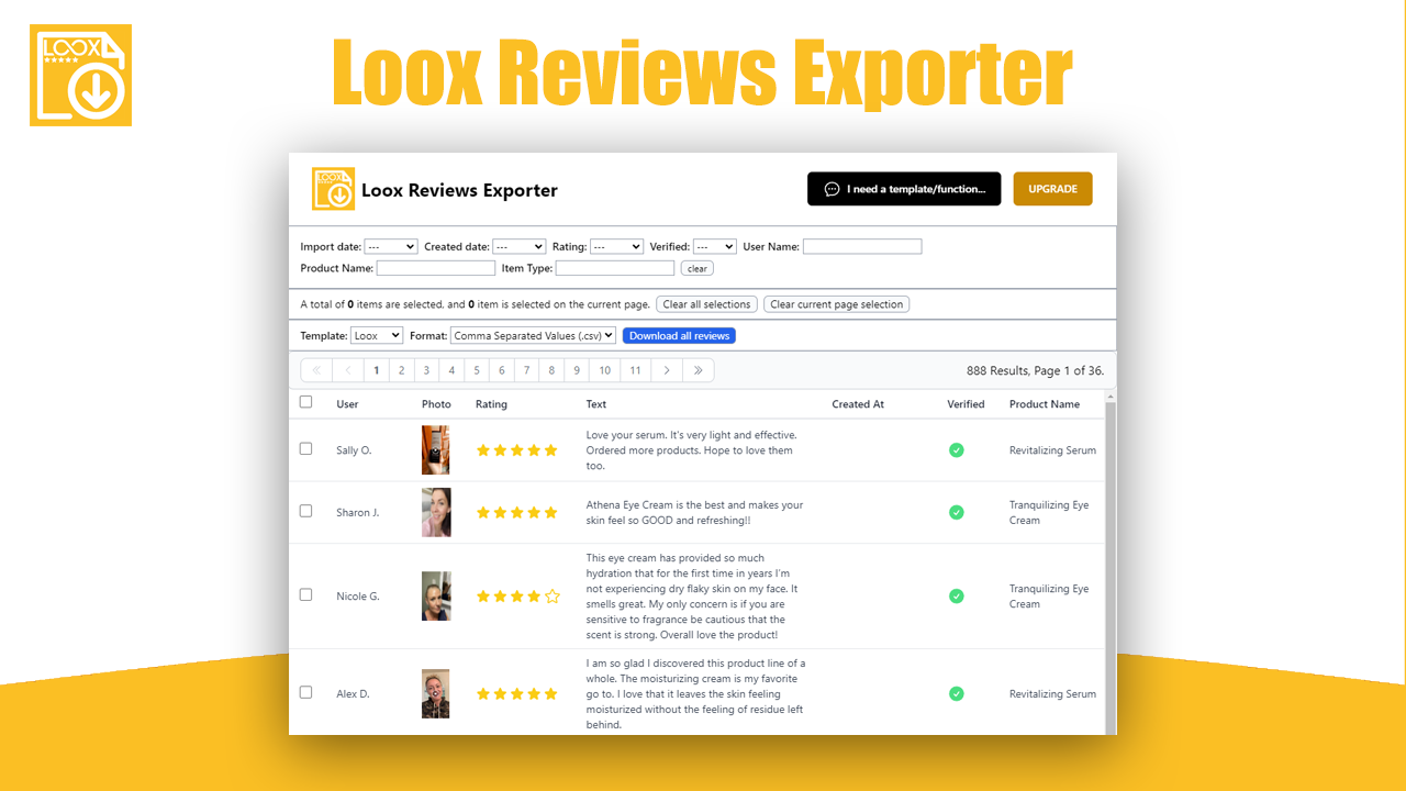 Loox Reviews Exporter | Browser Addons